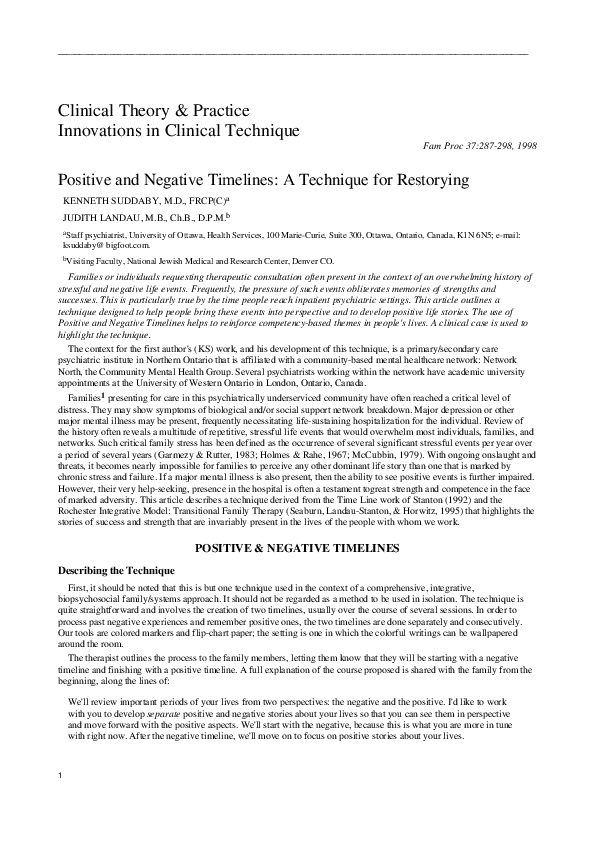 (PDF) Positive and Negative Timelines: A Technique for Restorying