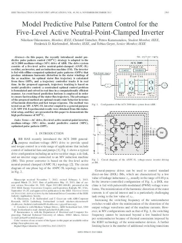 (PDF) Model Predictive Pulse Pattern Control for the Five-Level Active Neutral-Point-Clamped ...