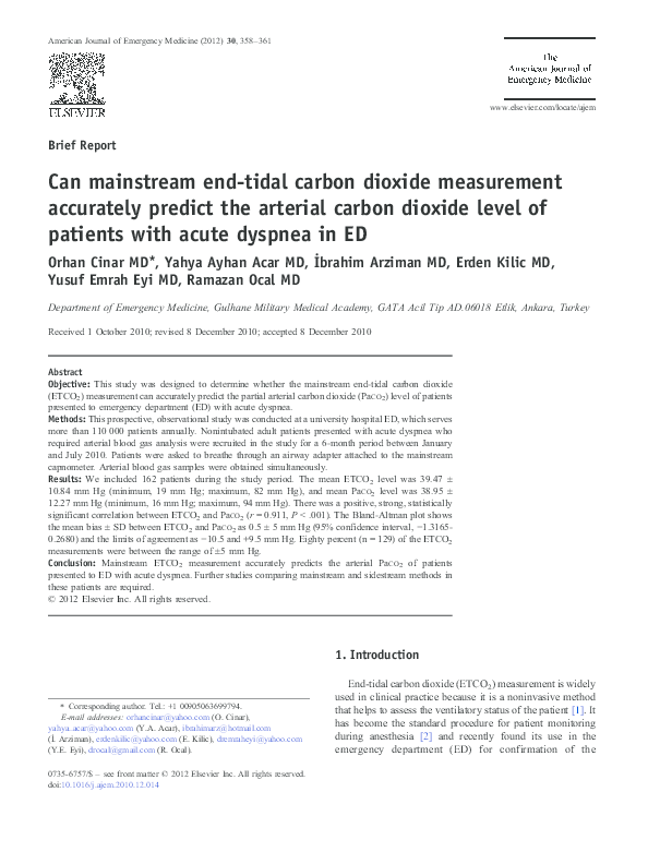 (PDF) Can mainstream end-tidal carbon dioxide measurement accurately ...