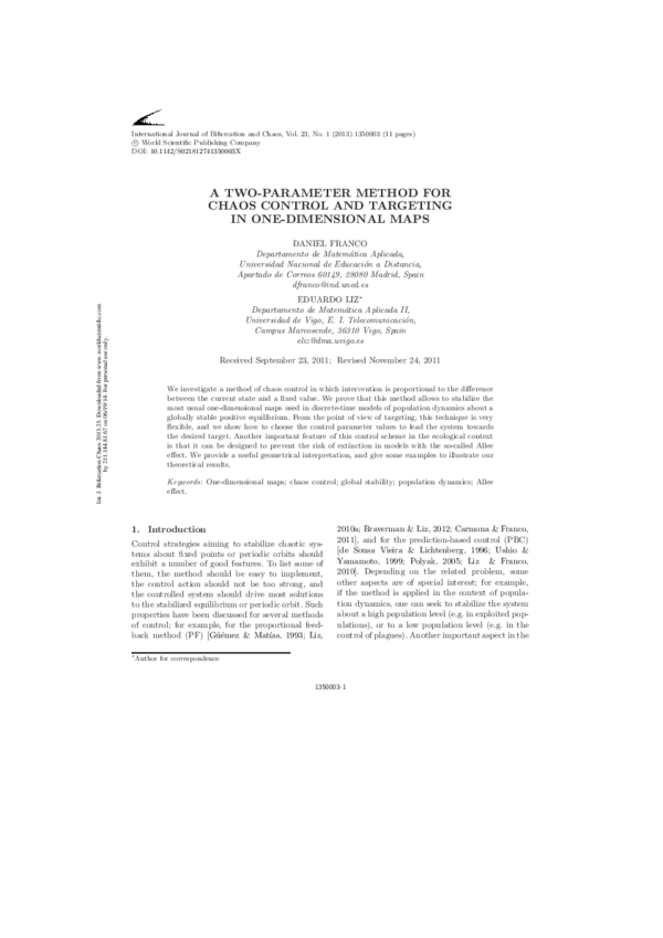 Pdf A Two Parameter Method For Chaos Control And Targeting In One
