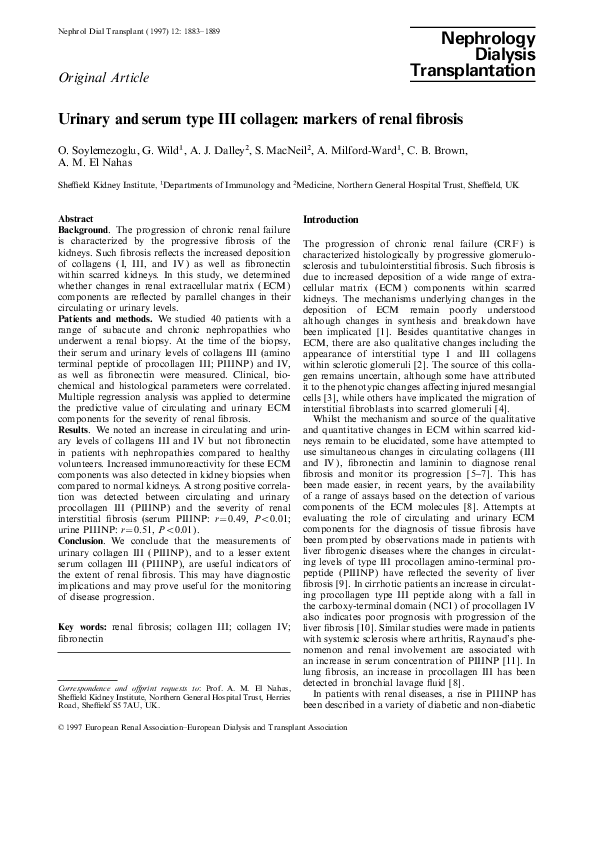 (PDF) Urinary and serum type II collagen: markers of renal fibrosis