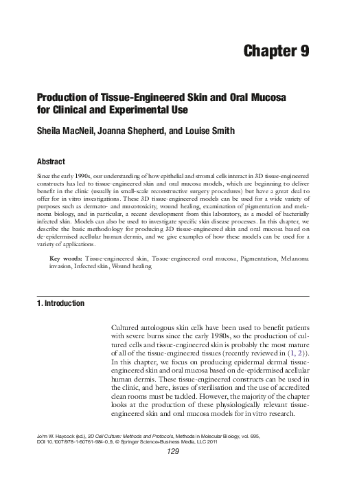(PDF) Production of tissue-engineered skin and oral mucosa for clinical ...