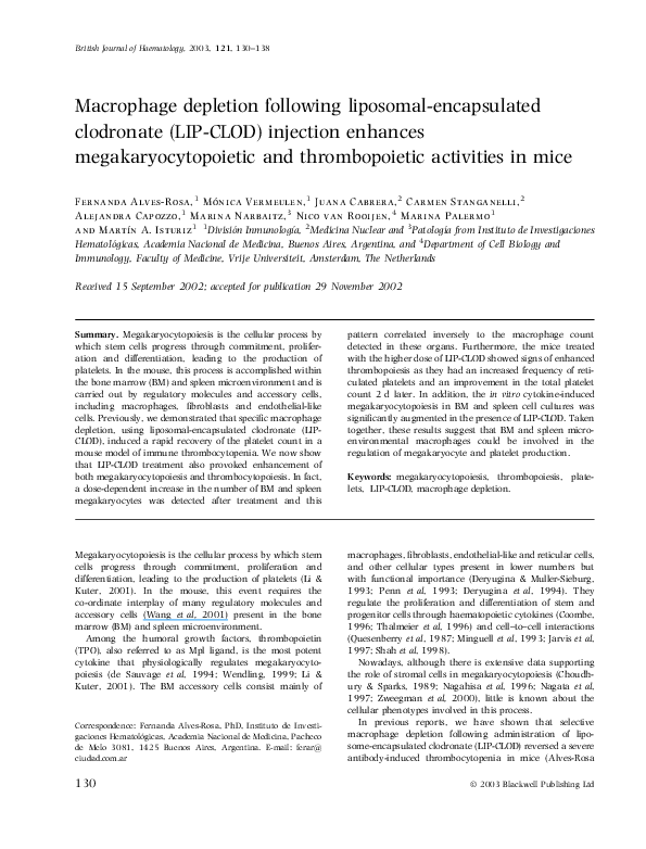 (PDF) Macrophage depletion following liposomal-encapsulated clodronate ...