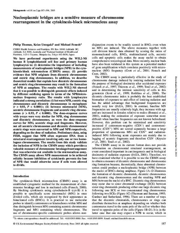 (PDF) Nucleoplasmic bridges are a sensitive measure of chromosome ...