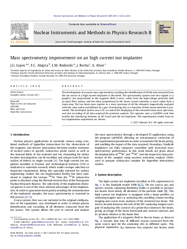 (PDF) Mass spectrometry improvement on an high current ion implanter