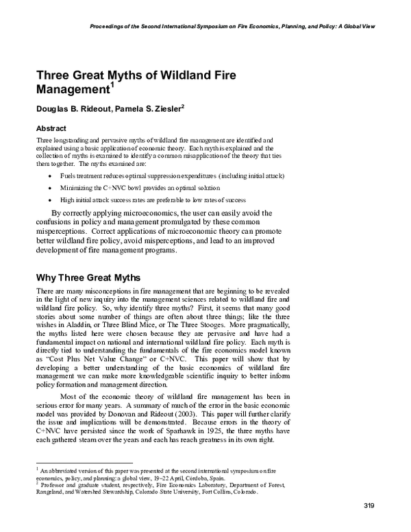 (PDF) Three Great Myths of Fire Management