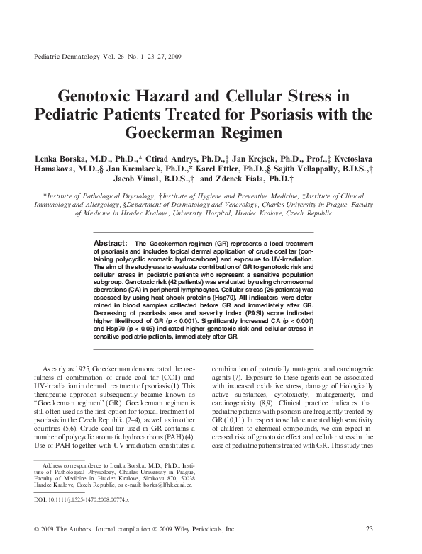 (PDF) Genotoxic Hazard and Cellular Stress in Pediatric Patients ...