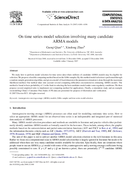 Pdf On Time Series Model Selection Involving Many Candidate Arma Models