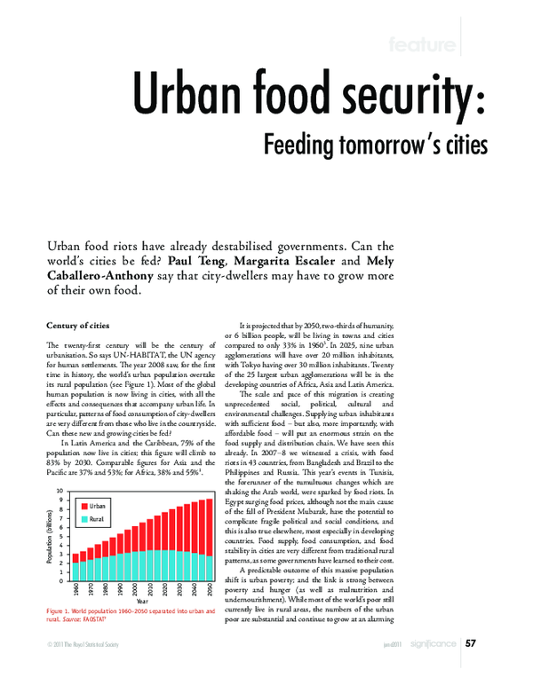 (PDF) Urban food security: Feeding tomorrow's cities