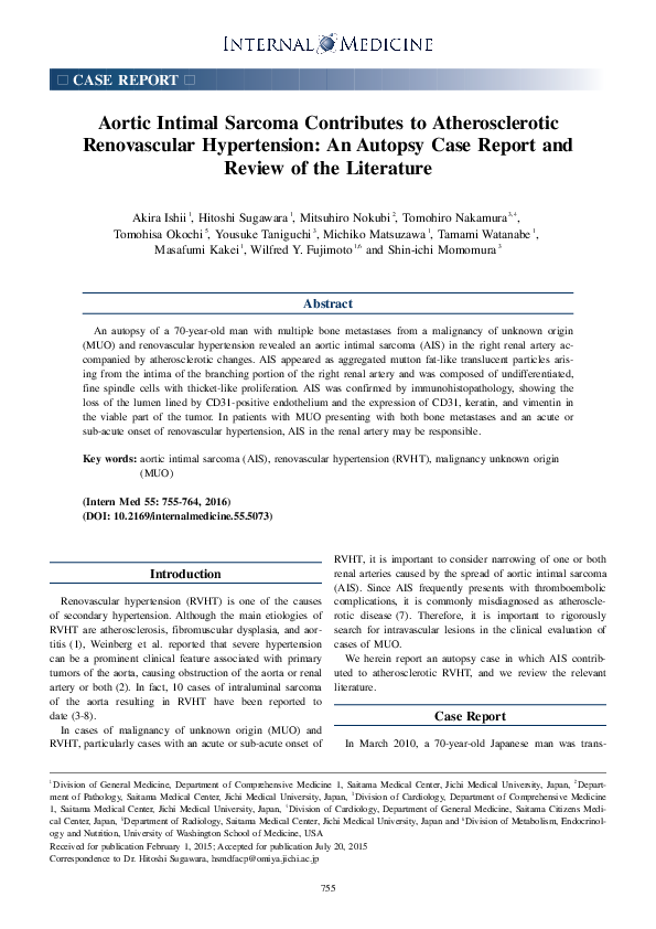 (PDF) Aortic Intimal Sarcoma Contributes to Atherosclerotic ...