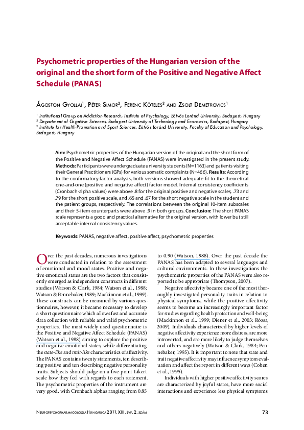 (PDF) Development and validation of a Romanian version of the expanded ...