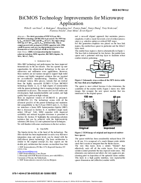 (PDF) BiCMOS technology improvements for microwave application