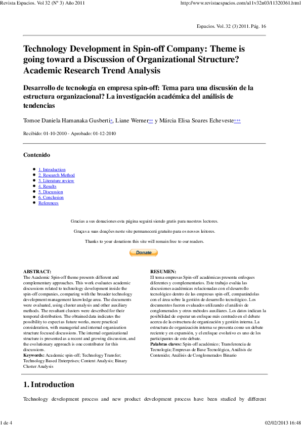 (PDF) Evolution of Organizational Structure in Spin-offs
