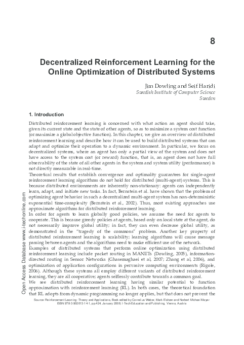 Pdf Decentralized Reinforcement Learning For The Online Optimization Of Distributed Systems 6169