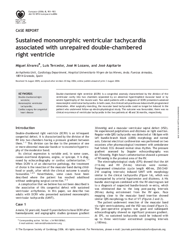 (PDF) Sustained Monomorphic Ventricular Tachycardia in a Patient With ...