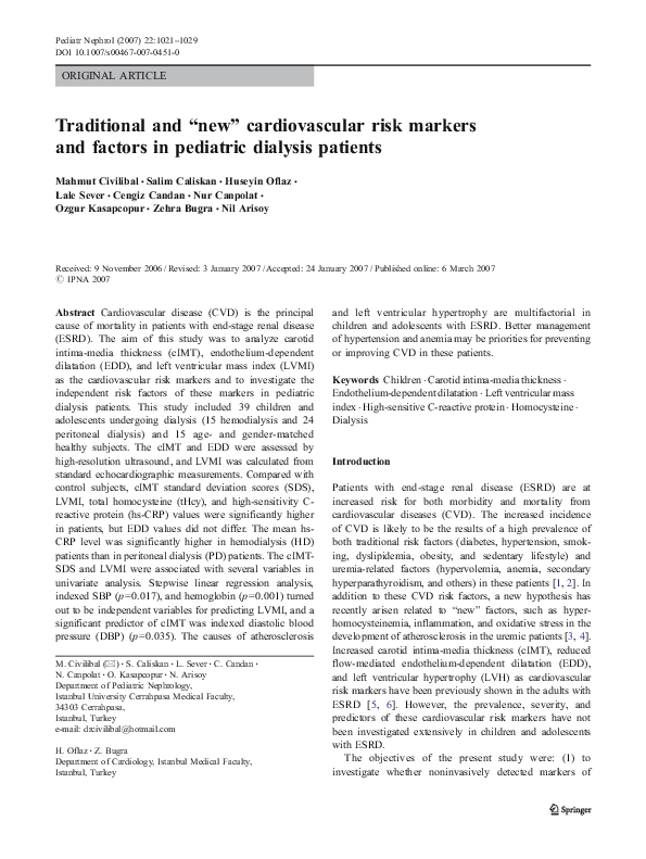 (PDF) Traditional and “new” cardiovascular risk markers and factors in ...