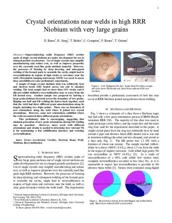 (PDF) Crystal Orientations Near Welds in High RRR Niobium With Very Large Grains