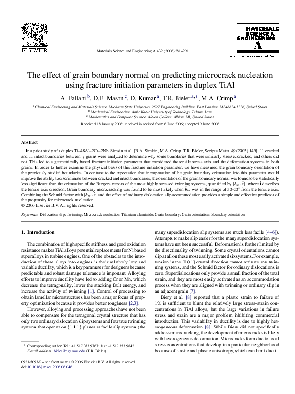 (PDF) The effect of grain boundary normal on predicting microcrack ...