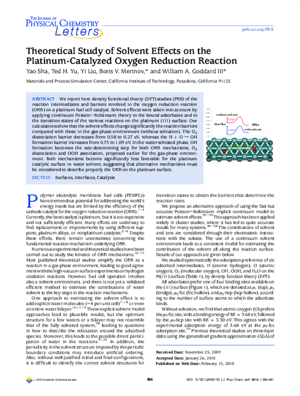 (PDF) Theoretical Study of Solvent Effects on the Platinum-Catalyzed ...