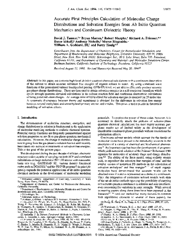 (PDF) Accurate First Principles Calculation of Molecular Charge ...