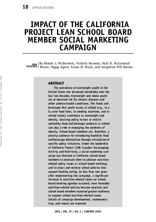 (PDF) Impact of the California Project LEAN School Board Member Social ...