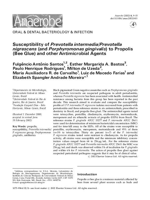 (PDF) Susceptibility of Prevotella intermedia/Prevotella nigrescens ...