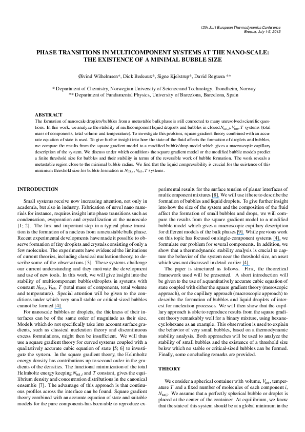 (PDF) Phase transitions in multicomponent systems at the nano-scale: the existence of a minimal ...