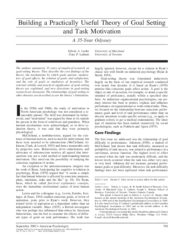 (PDF) Building a Practically Useful Theory of Goal Setting and Task ...