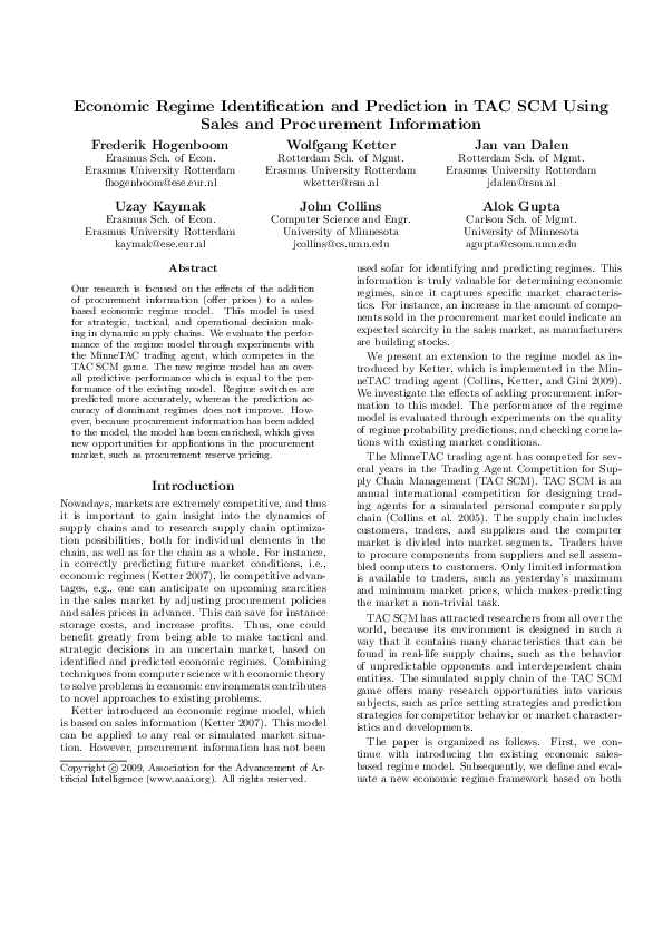 (PDF) Economic Regime Identification and Prediction in TAC SCM Using ...