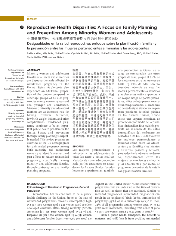 (PDF) Reproductive Health Disparities: A Focus on Family Planning and ...