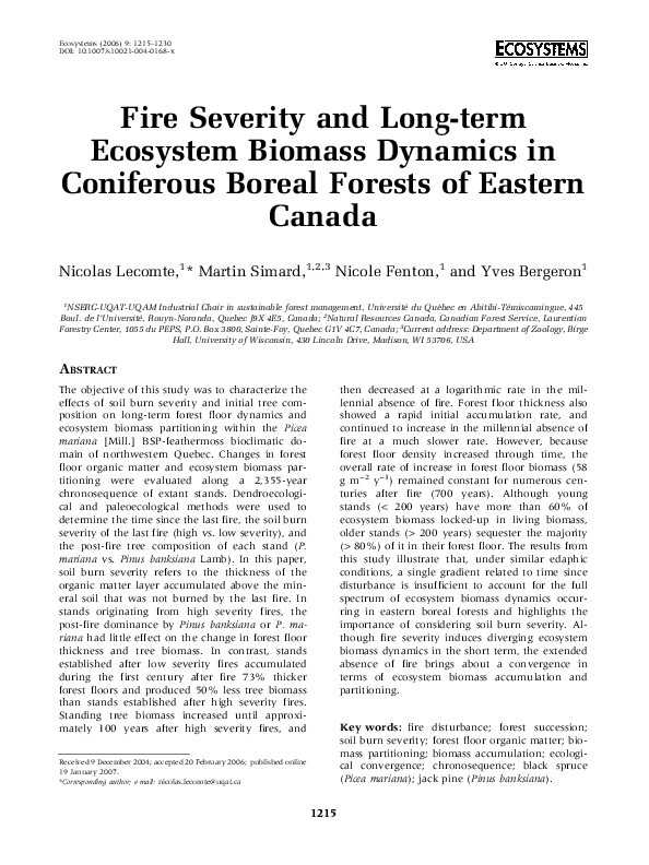 (PDF) Fire Severity and Long-term Ecosystem Biomass Dynamics in ...