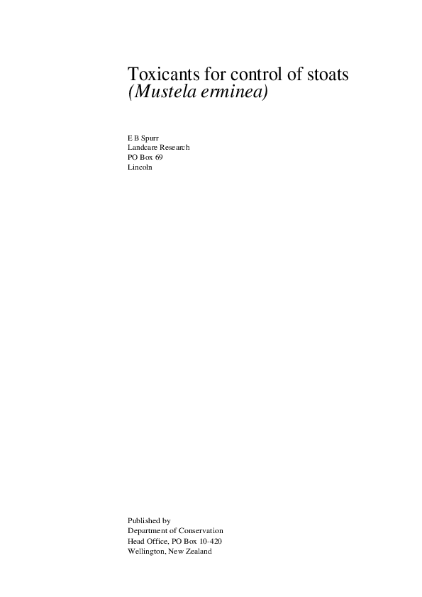 (PDF) Toxicants for control of stoats (Mustela erminea) | Eric Spurr ...