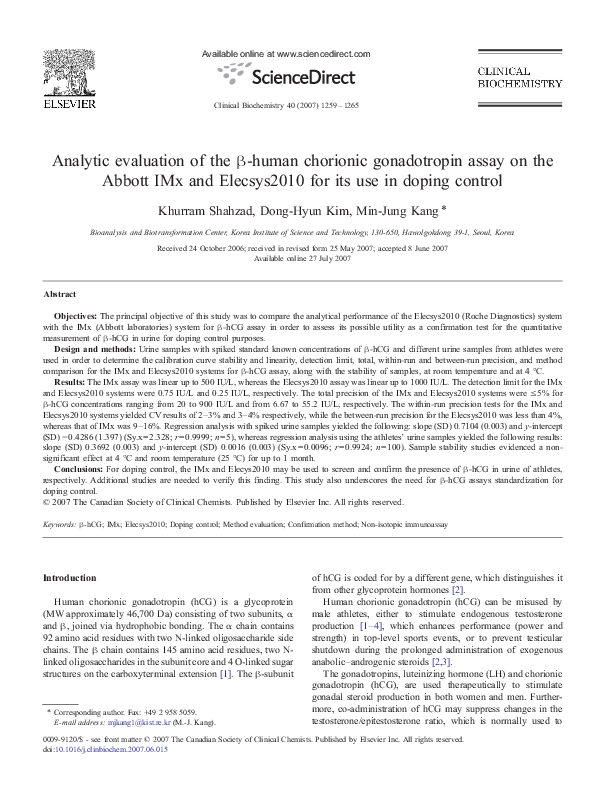 (PDF) Analytic evaluation of the β-human chorionic gonadotropin assay ...