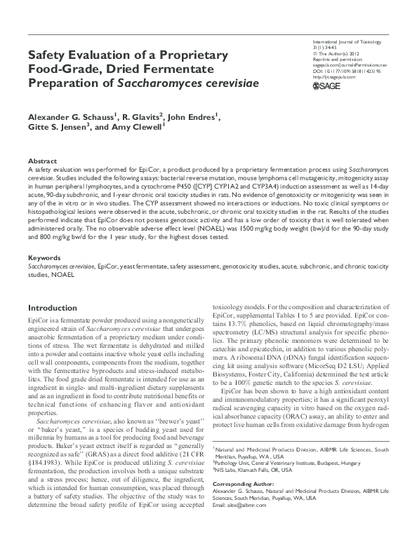 (PDF) Safety Evaluation of a Proprietary Food-Grade, Dried Fermentate ...