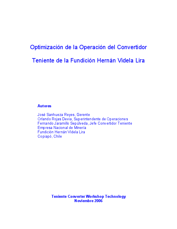 (PDF) Optimización de la Operación del Convertidor Teniente de la ...