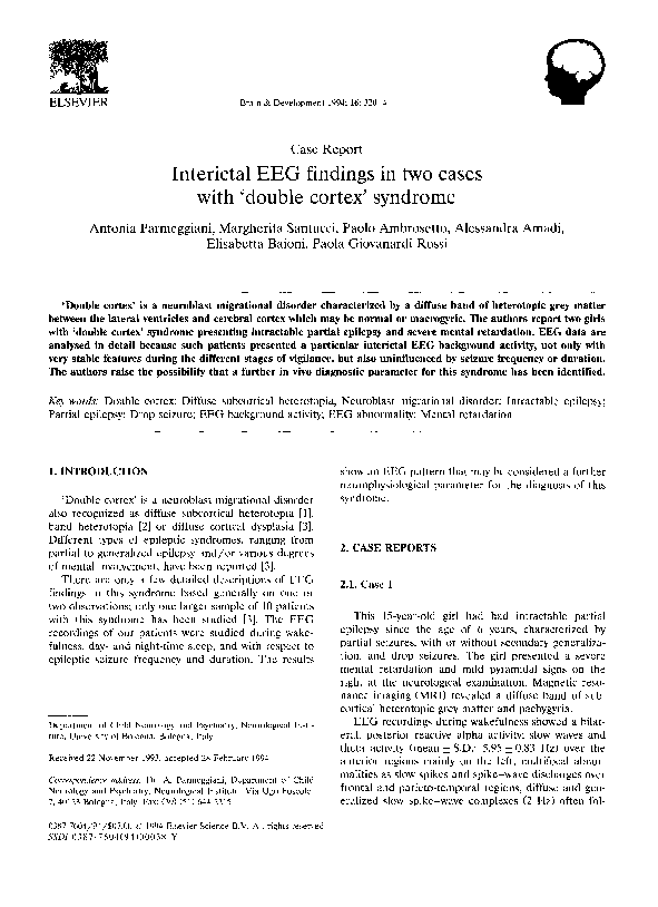 (PDF) Interictal EEG findings in two cases with ‘double cortex’ syndrome