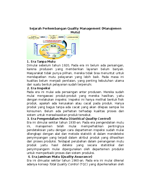 (DOC) Sejarah Perkembangan Quality Management (Manajemen Mutu