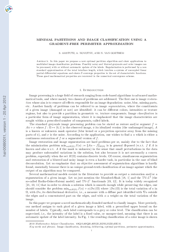 (PDF) Minimal partitions and image classification using a gradient-free perimeter approximation ...