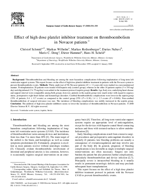 (PDF) Effect of high dose platelet inhibitor treatment on ...