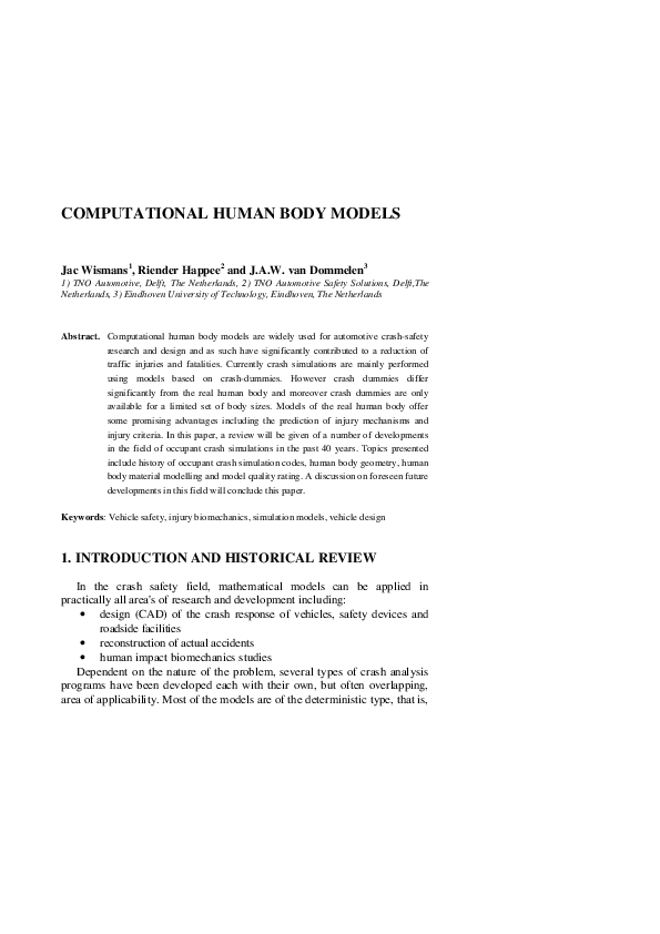 (PDF) Computational Human Body Models