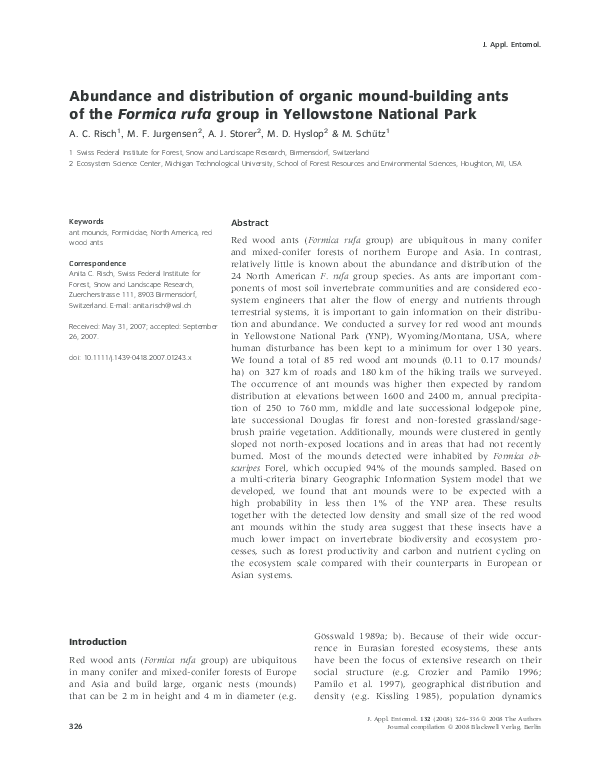 (PDF) Abundance and distribution of organic mound-building ants of the ...