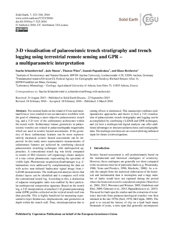 (PDF) 3-D visualisation of palaeoseismic trench stratigraphy and trench ...