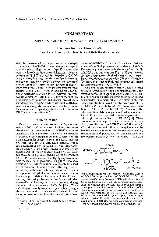 Mechanisms of action of 6-hydroxydopamine