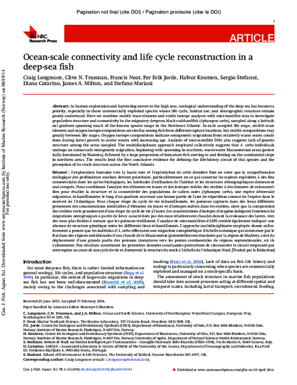 (PDF) Ocean-scale connectivity and life cycle reconstruction in a deep ...