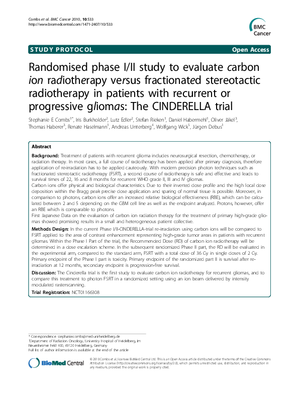 (PDF) Randomised phase I/II study to evaluate carbon ion radiotherapy ...