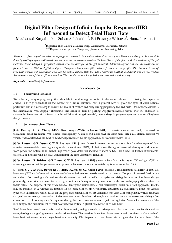 (PDF) Digital Filter Design of Infinite Impulse Response (IIR) Infrasound to Detect Fetal Heart Rate