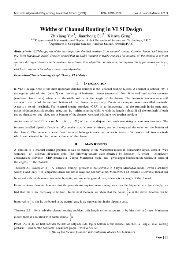 (PDF) Widths of Channel Routing in VLSI Design