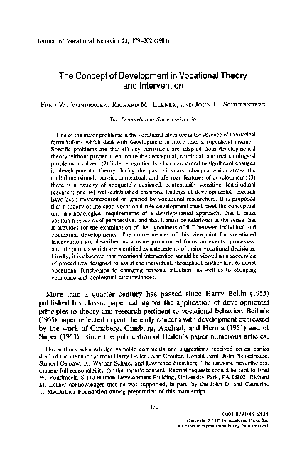(PDF) The concept of development in vocational theory and intervention