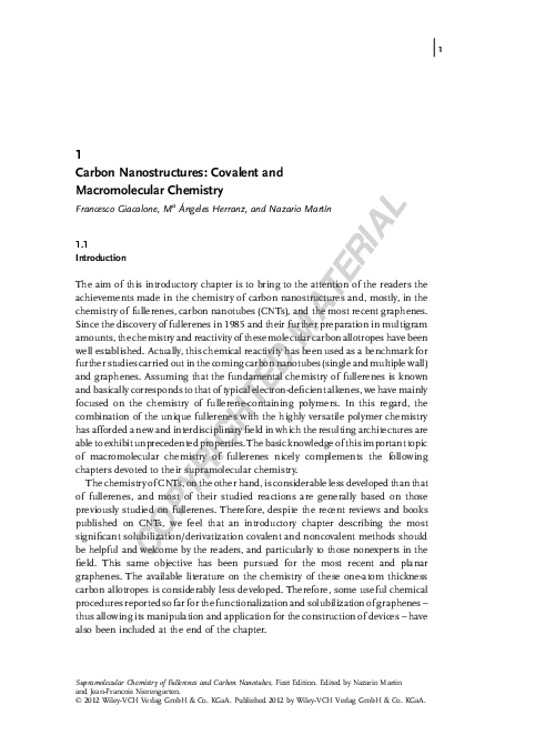 Pdf Carbon Nanostructures Covalent And Macromolecular Chemistry