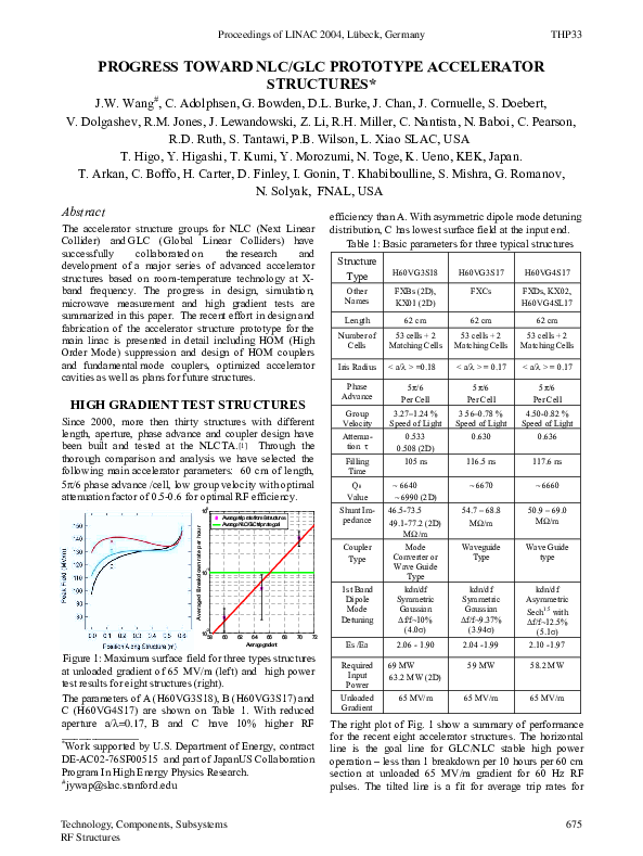 (PDF) Advancements in NLC/GLC Accelerator Structures